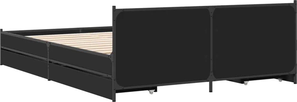 Rám postele se zásuvkami černý 135 x 190 cm kompozitní dřevo 3279947