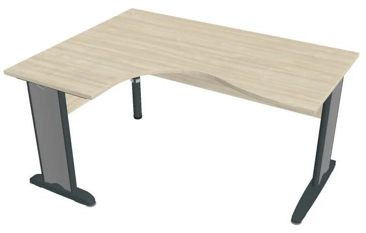 Stůl ergo vlna pravý 160×120/80 cm - Hobis Cross CE 2005 P Dekor stolové desky: akát, Dekor lamino podnože: akát, Barva nohou: černá