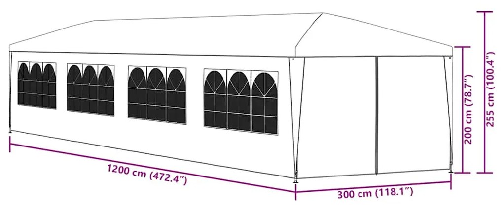 vidaXL Marketos Zahradní party stan 3x12 m modrý