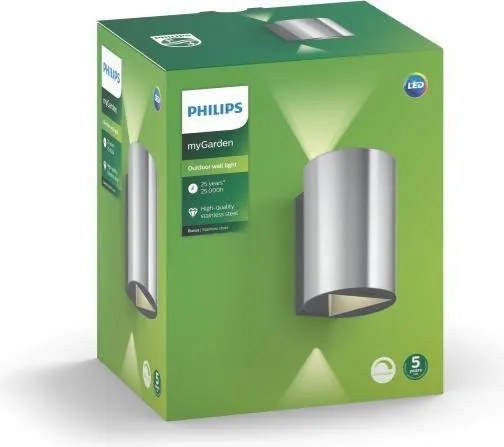 PH 17357/47/P0 LED Venkovní nástěnné svítidlo Philips Buxus 17357/47/P0 chromové 2700K - PHILIPS (915005403801)
