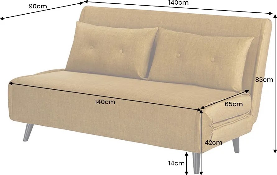 Designová rozkládací pohovka Bleddyn 140 cm hořčičný samet
