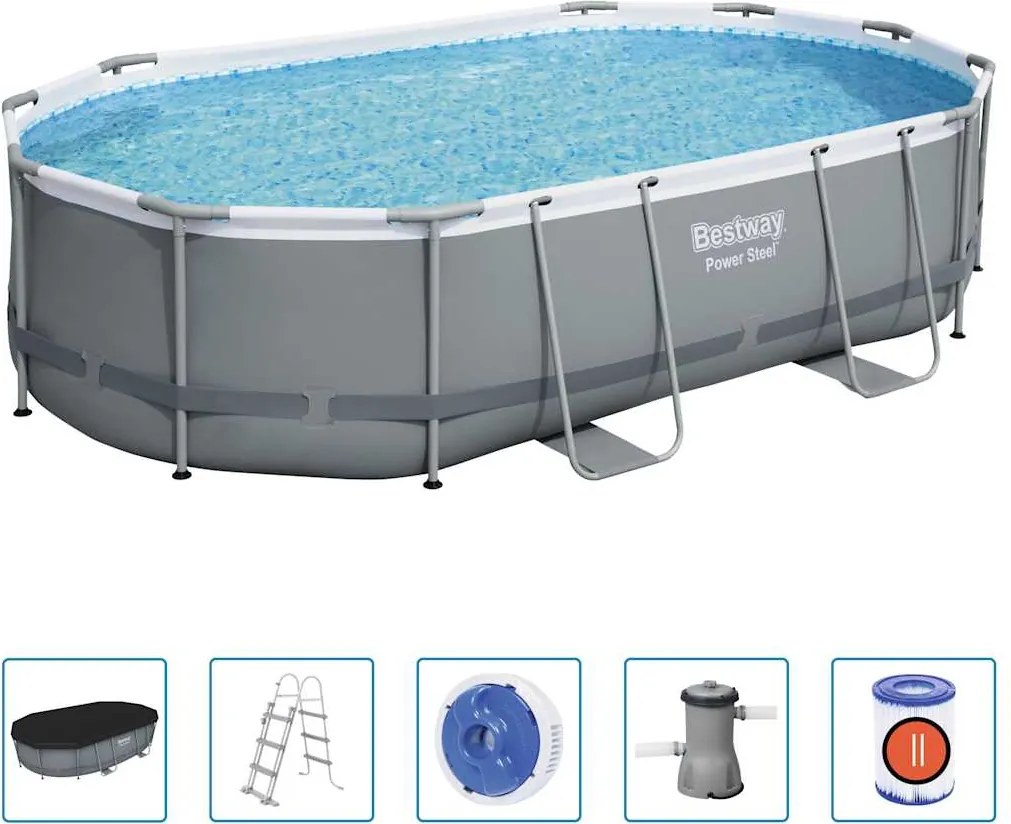 Bestway Bazén Power Steel s příslušenstvím oválný 488 x 305 x 107 cm