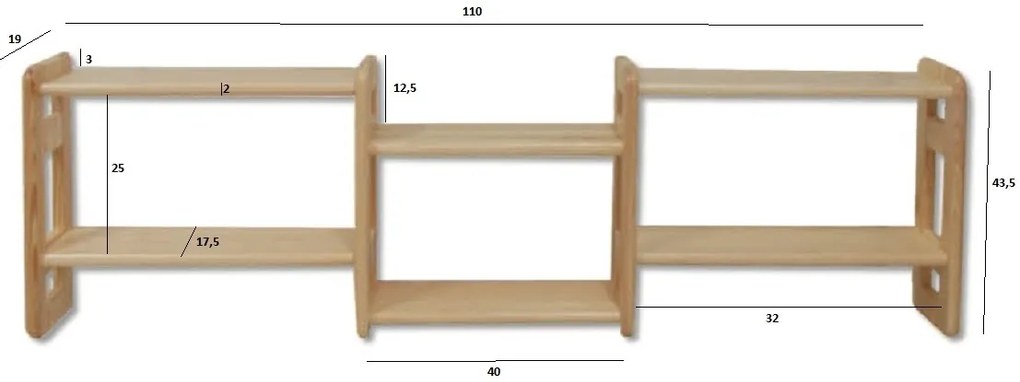 Drewmax PK103 dřevěná police masiv borovice