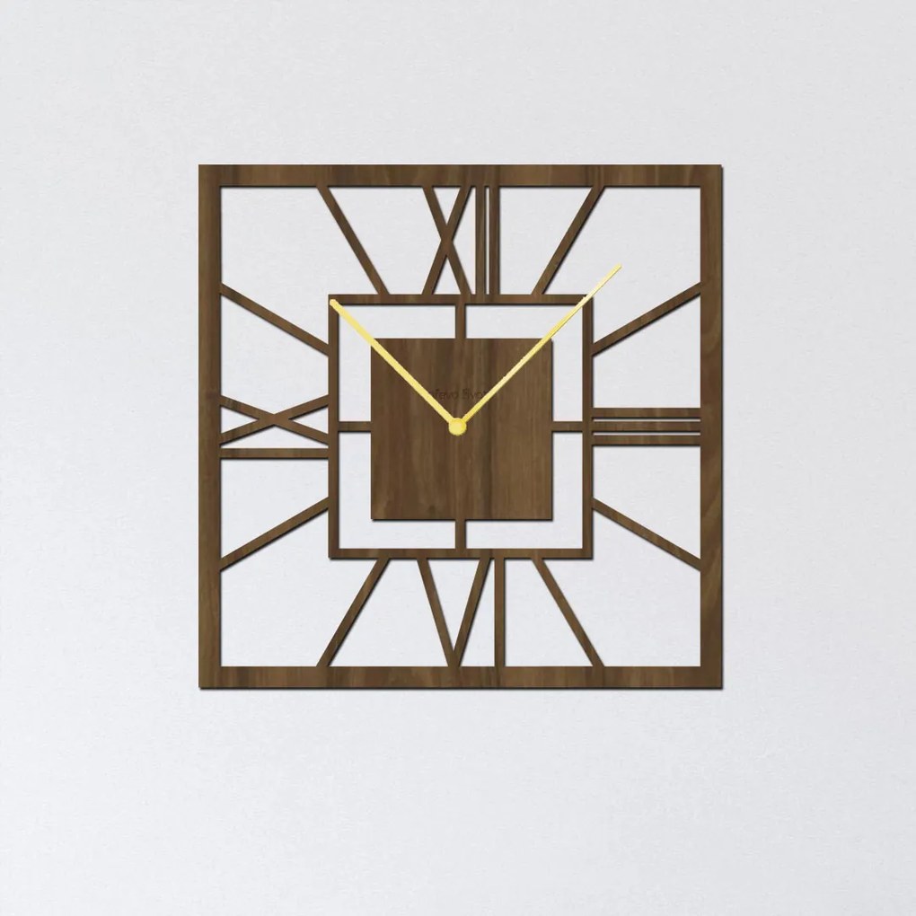 dřevo života Nástěnné hodiny SQUARE Barevný vzor: Ořech, Velikost hodin: 35x35