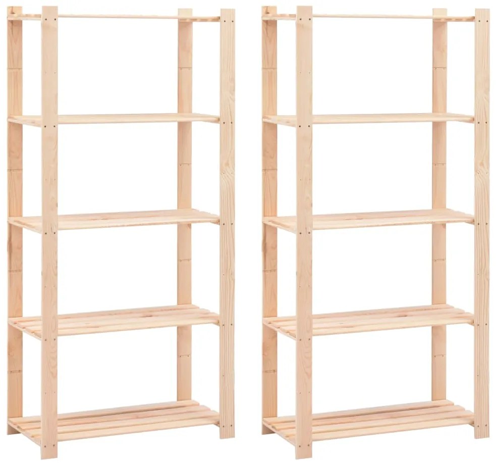 Úložný regál 5 polic 2 ks 80x38x170 cm masivní borovice 250 kg 3051113