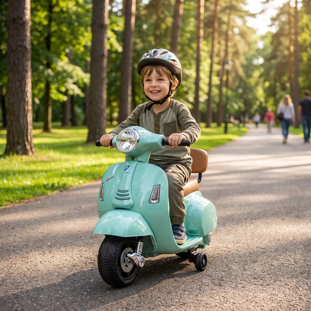 AIYAPLAY Elektro motorka pro děti Mini Vespa GTS 6V s lithiovou baterií, ergonomické sedadlo, opěrka zad, 1,5-3 roky 370-484V90GN