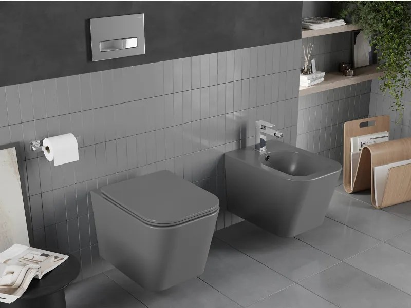Mexen Teo WC Rimless s WC deskou slim, duroplast, tmavě-šedá matná, 30854071