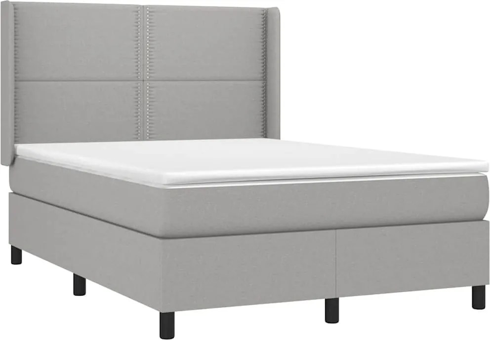 Box spring postel s matrací světle šedá 140 x 200 cm textil 3131353