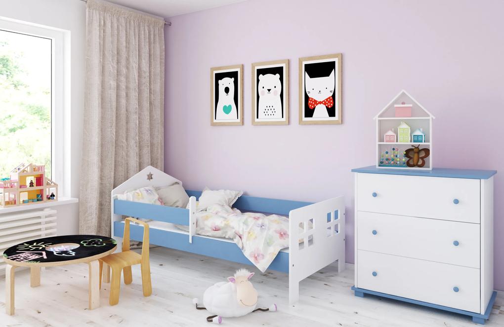 BabyBeds Dětská postel POLA Velikost postele: 160x80 cm, Barevné provedení: Modrá, Úložný prostor: Ne, bez úložného prostoru Bílá