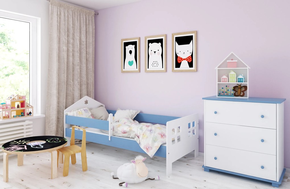 BabyBeds Dětská postel POLA Velikost postele: 180x80 cm, Barevné provedení: Šedá, Úložný prostor: Ne, bez úložného prostoru Bílá