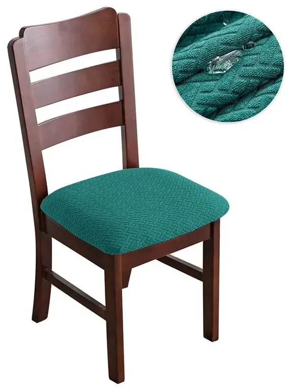 Žakárové vzorované potahy na sedátko jídelní židle (vzor cik-cak) Barva: T2-peacock (paví)