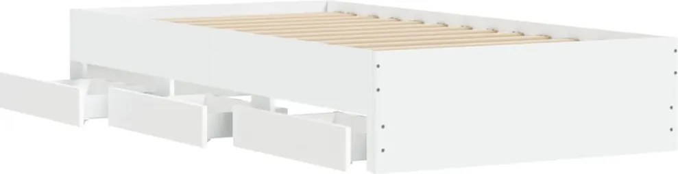 Rám postele se zásuvkami bílý 75 x 190 cm kompozitní dřevo 3207329