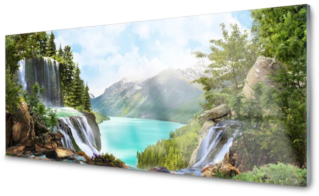 Plexisklo obraz Záliv Vodopád Hory