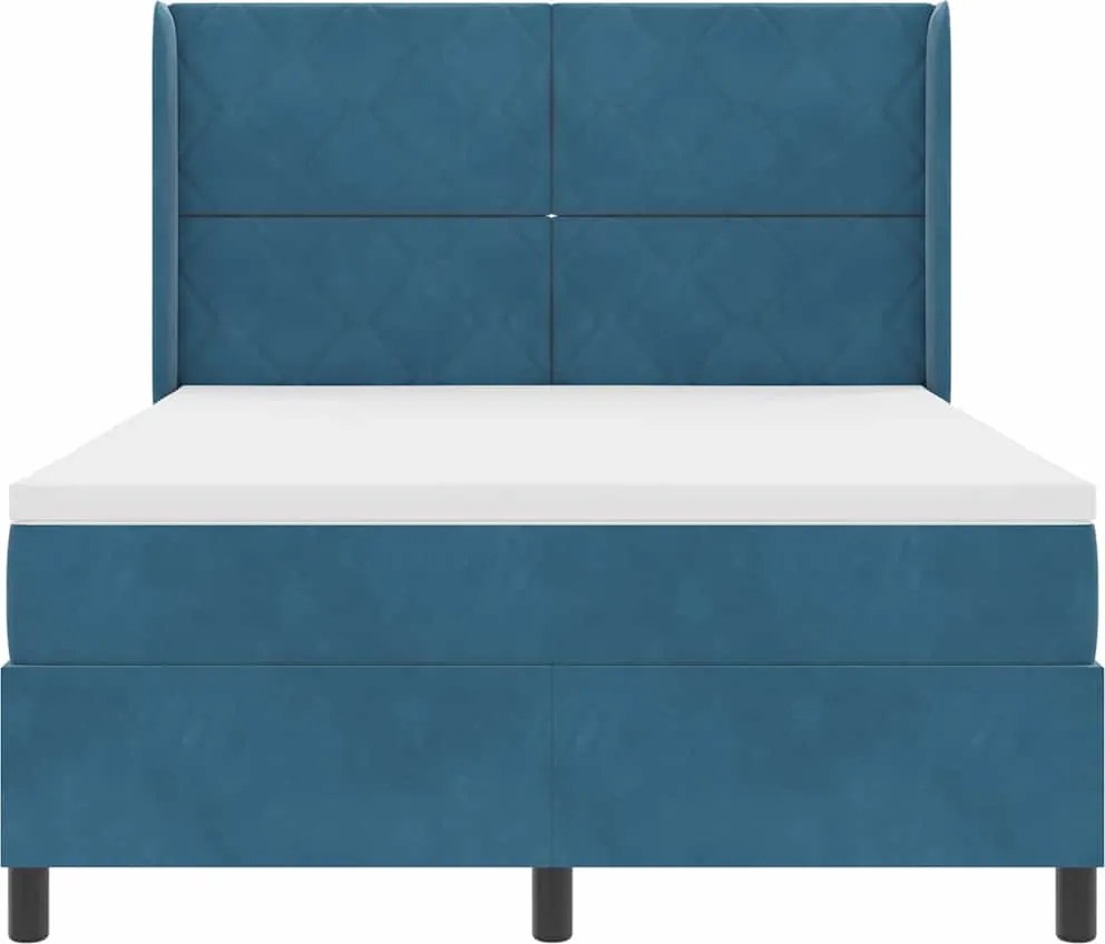Postel s boxspringem s čelo Modrá 140 x 200 cm samet 3342066