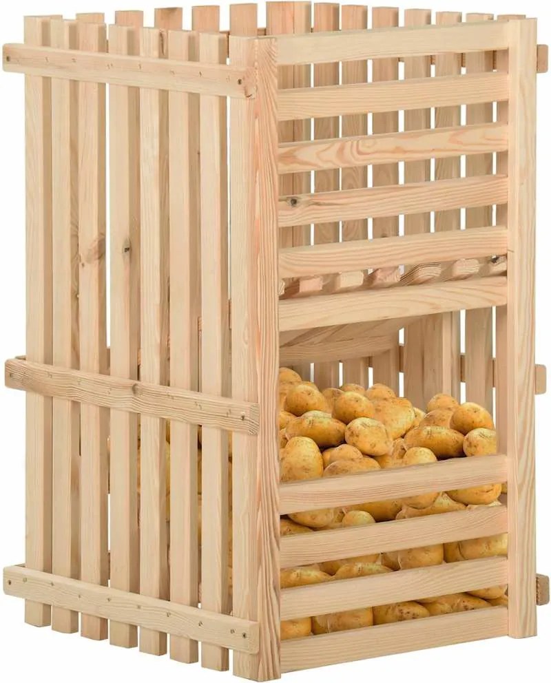 Bedna na brambory 50 x 50 x 80 cm masivní borové dřevo 327329
