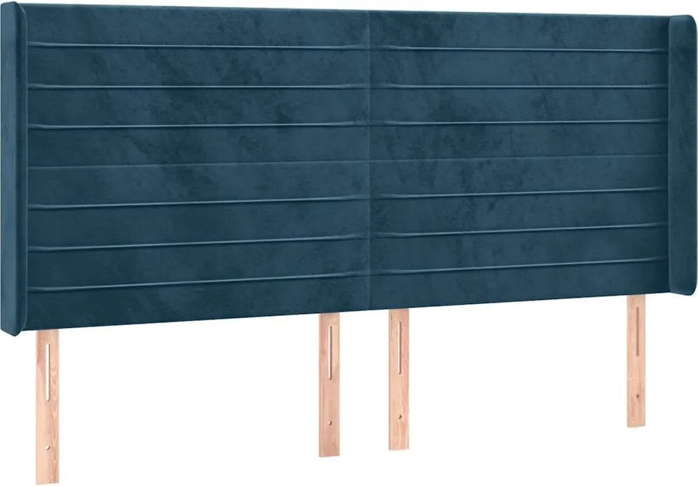 Box spring postel s matrací a LED tmavě modrá 160x200 cm samet 3139635