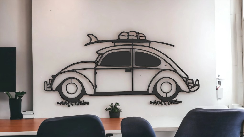 VW Brouk - kovový obraz na zeď Velikost: 75cm, Barva: Black