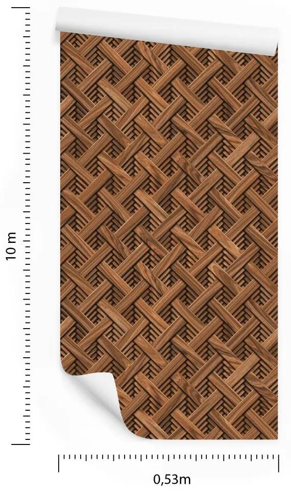 Tapeta Na Zeď Dřevěný 3D Geometrický Vzor Vliesová tapeta 53x1000