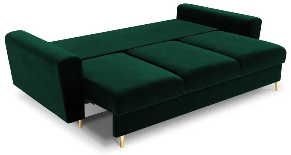 Zelená sametová rozkládací/s úložným prostorem pohovka 235 cm Kyoto – Cosmopolitan Design