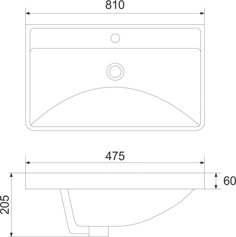 Mereo Siena koupelnová skříňka s keramickym umyvadlem 81 cm černá mat CN441