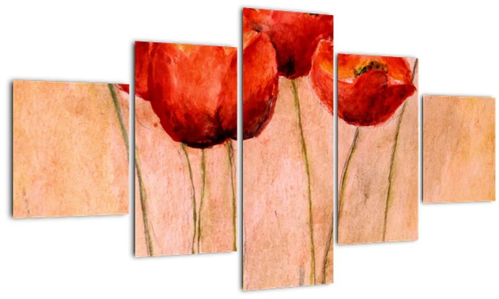 Obraz - Červené tulipány (125x70 cm)