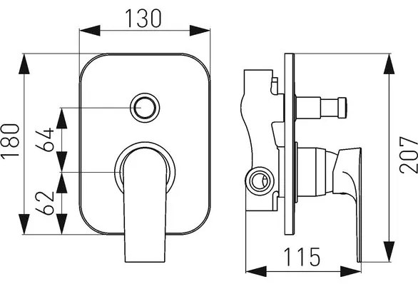 Novaservis Algeo Square Sprchová podomítková baterie, chrom 82050R,0