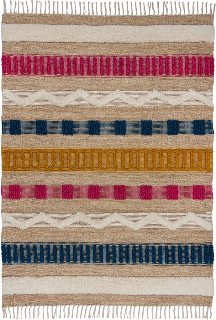 Kusový koberec Jubilant Medina Jute Natural/Multi, 160x230, viacfarebná, obývacia izba, Flair Rugs