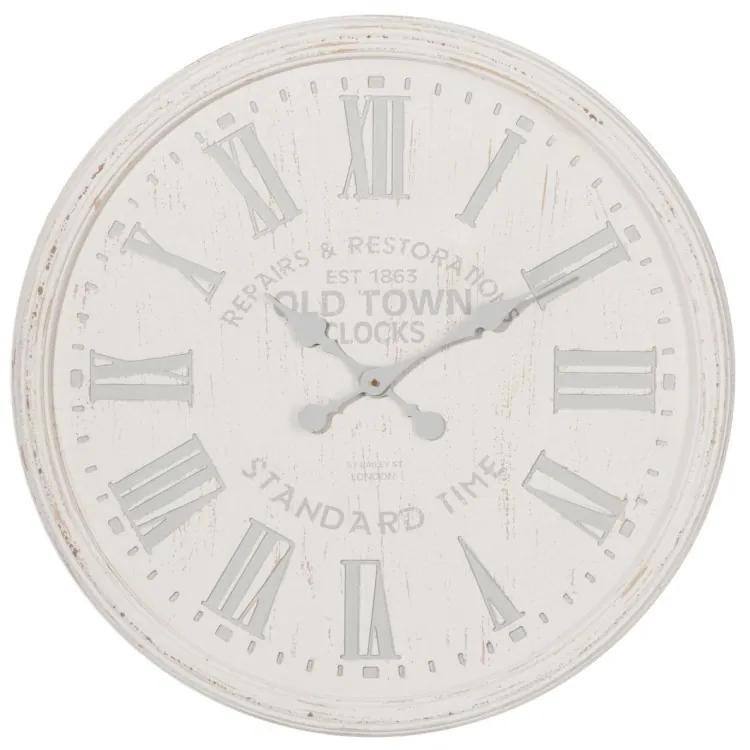 Bílé hodiny s patinou Old Town - Ø 90 cm J-Line
