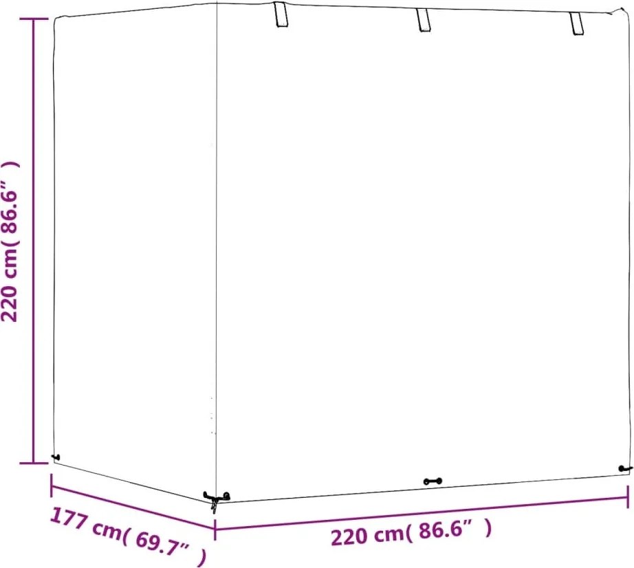 vidaXL Plachta na zahradní houpačku 12 oček 220 x 177 x 220 cm PE [319332]