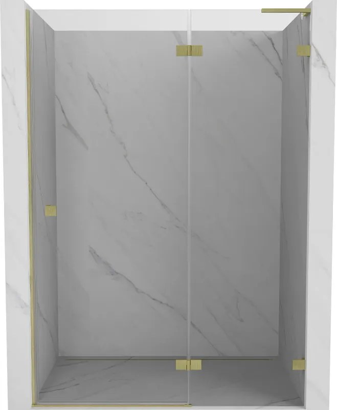Mexen, Mexen Lunar L výklopné pravé sprchové dveře 140 cm, transparentní, broušené zlaté - 834L-140-000-55-00-P