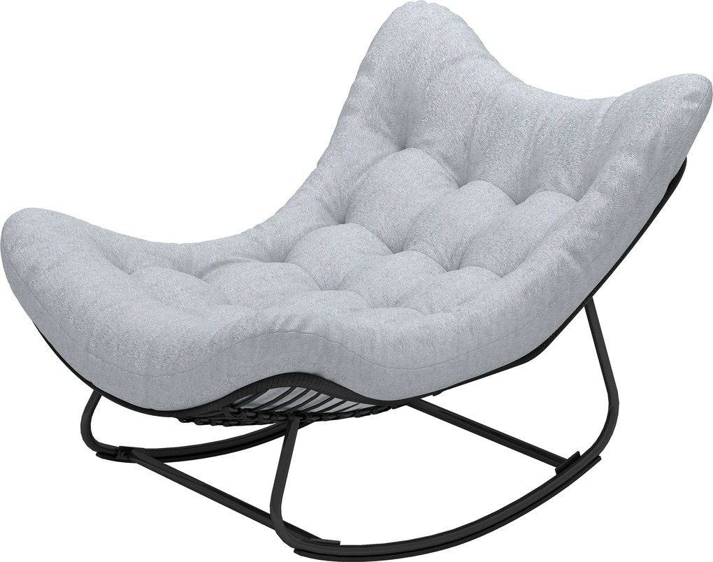 Outsunny Ratanová Houpací Židle Zahradní Lavice se Střechou a Polstrováním, Houpací Lavice do Zahrady, Zahradní Nábytek, Parková Lavice pro Zahradní T