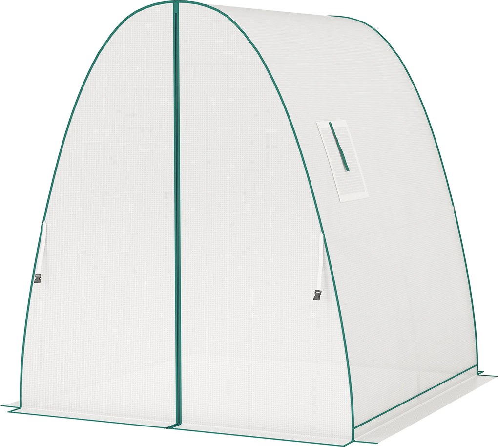 Skleník Outsunny s rolovacím dveřmi a 2 okny, zimní fóliový skleník z oceli, skleník na balkon, zahradu, rajčatový skleník 180 x 180 x 200 cm, skleník