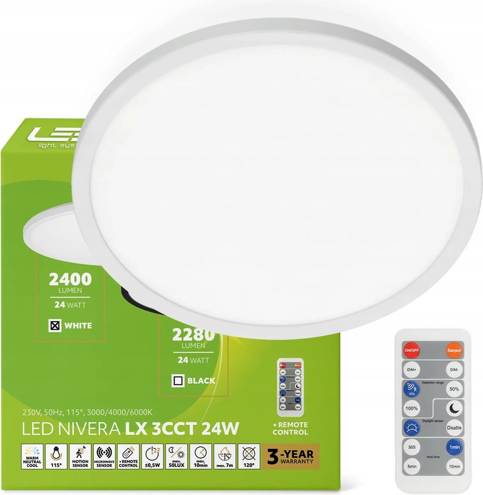 stropní svítidlo Led stropní svítidlo 24W IP54 3CCT Snímač pohybu