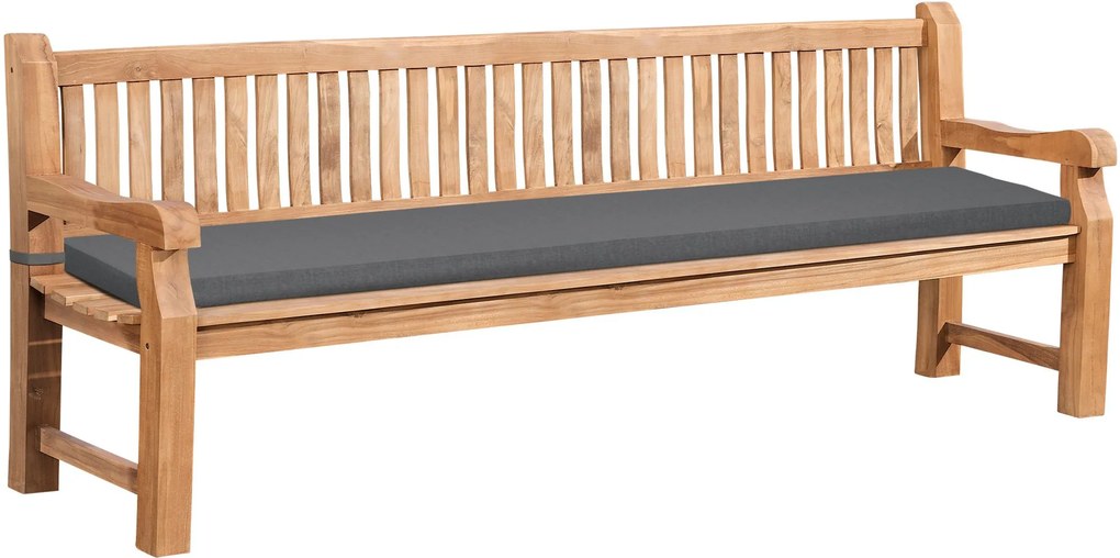 Teaková lavice Jackson s sedací polštář 240 cm + teak – tmavě šedá