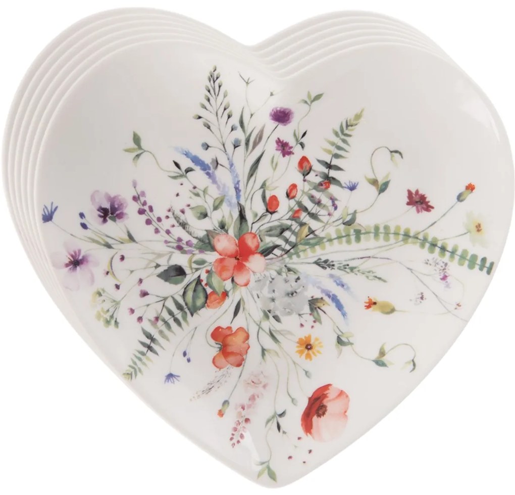 Orion Sada porcelánových dezertních talířů Mák srdce 17,5 x 17 cm, 6 ks