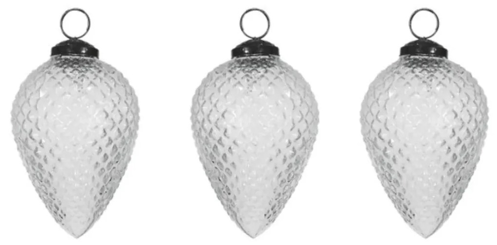 Garden Trading Závěsná ozdoba Elkstone Baubles Clear - set 3 ks, čirá barva, sklo