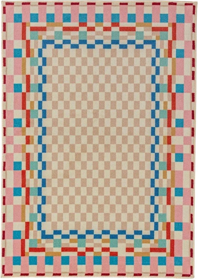 Koberec s příměsí vlny 140x200 cm Checkered Border – Flair Rugs
