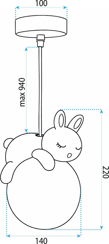 Toolight Toolight, stropní svítidlo "spící zajíček na měsíci", G164-1CP, OSW-07804
