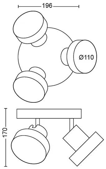Philips 50603/30/P0 - LED Stmívatelné bodové svítidlo BUKKO 3xLED/4,3W/230V