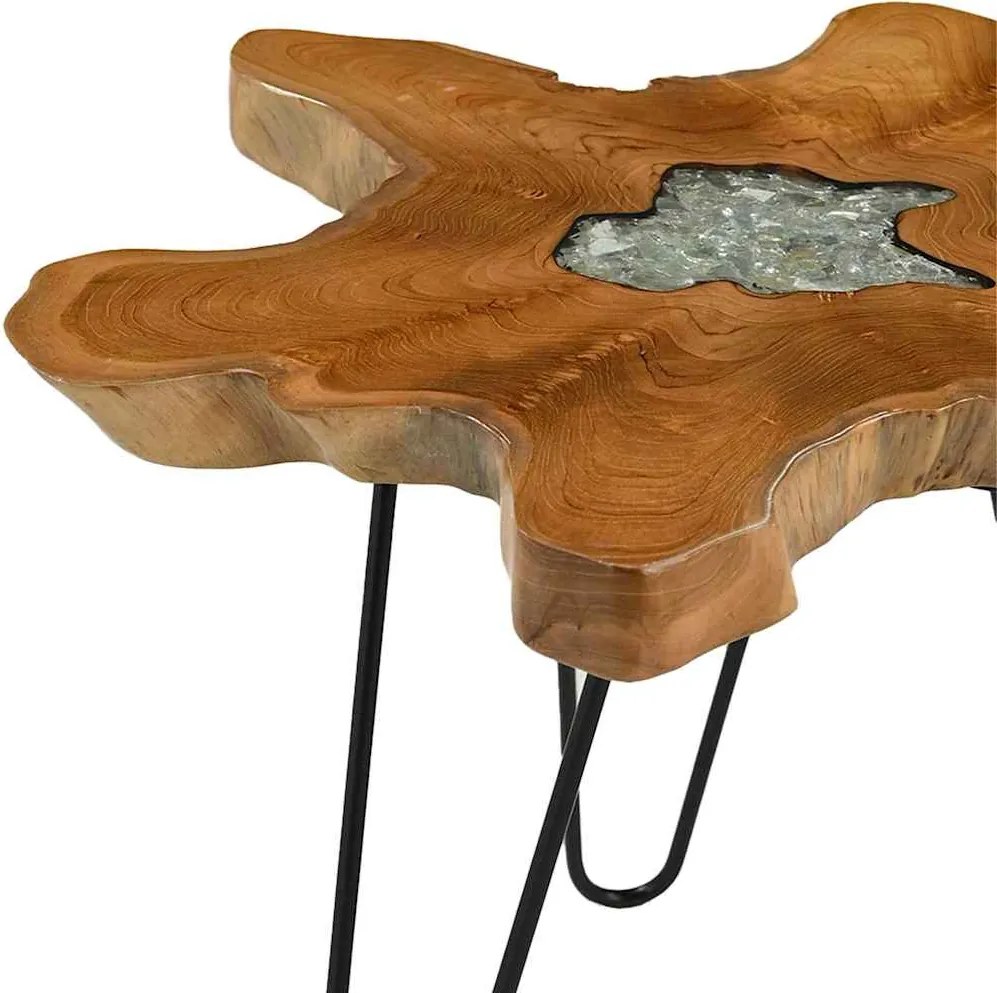 Konferenční stolek 70 x 45 cm masivní teak a polyresin 281651