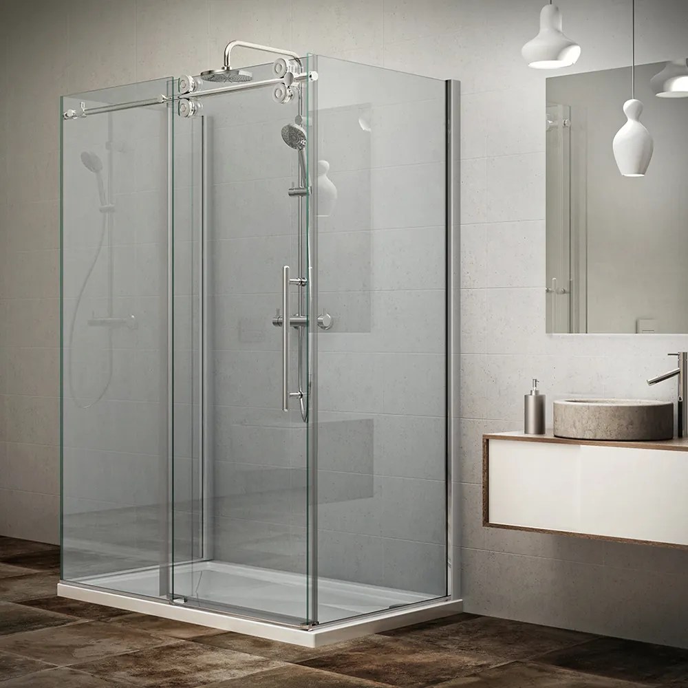 Posuvné sprchové dveře v kombinaci s pevnou stěnou KID2+KIB Viz technická specifikace Transparent Brillant KID2/2000+KIB/1000 2000 1000 KID2/2000_KIB/1000