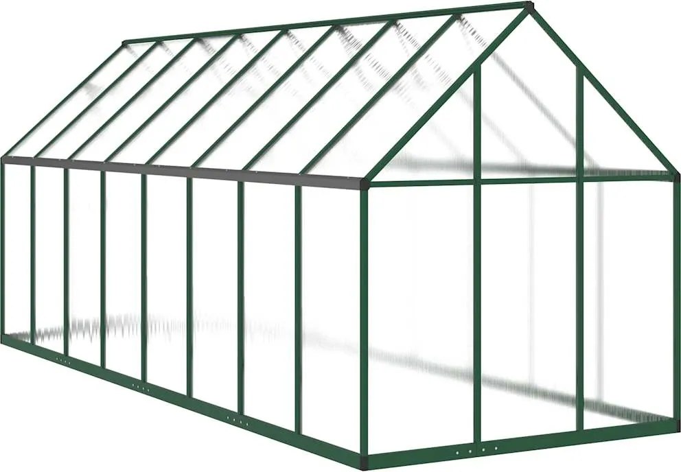 Skleník s podkladovým rámem zelený 445 x 169 x 195 cm hliník 3266333