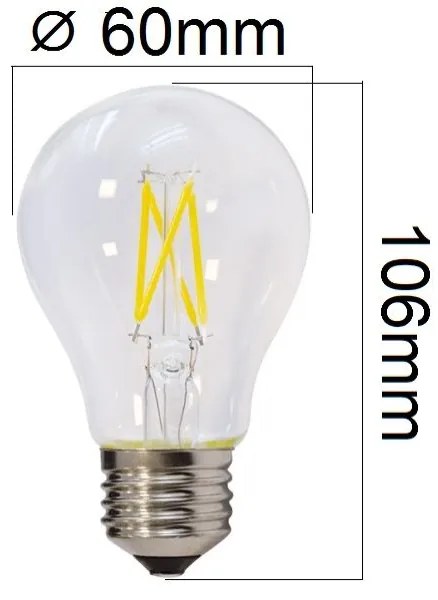 Stmívatelná retro LED žárovka E27 4W 400lm teplá, filament, ekvivalent 48W DOPRODEJ