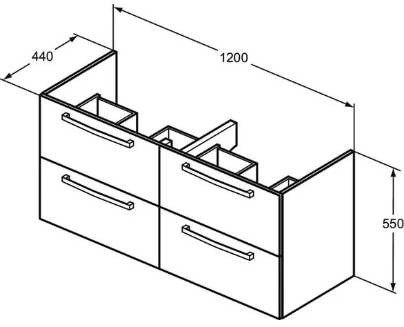 Ideal Standard Tempo Skříňka pod dvojumyvadlo 120 cm, lesklá bílá E0539WG