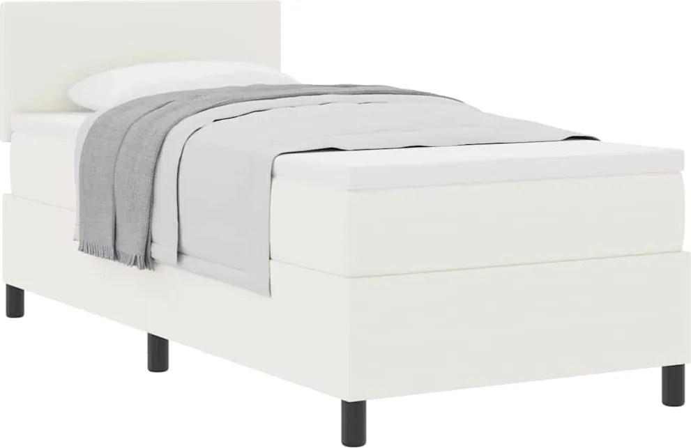 Postel s boxspringem s čelo Krémová a bílá 100 x 200 cm 3337501