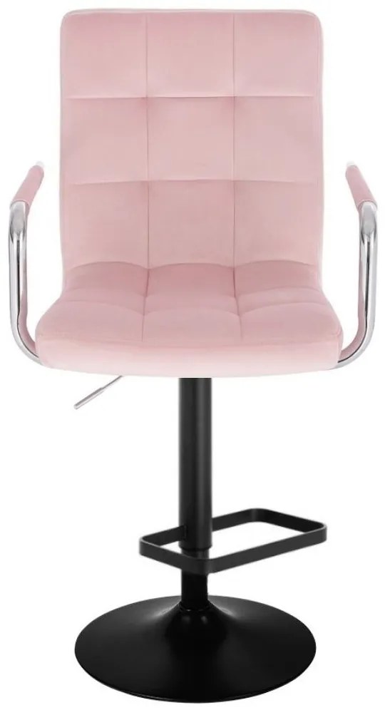 LuxuryForm DESIGN Barová židle VERONA VELUR na černé kulaté podstavě - růžová