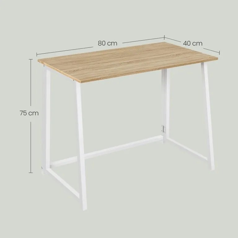 Set do pracovny ZARIMO stůl 80x40 cm, bílá/dub sonoma + křeslo AVOLA z eko kůže, šedo-bílé