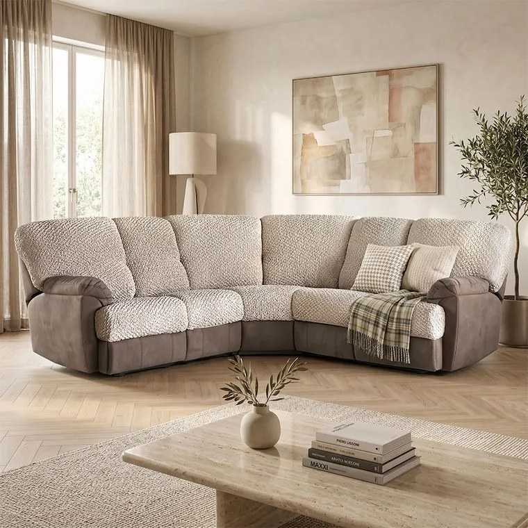 Bielastické potahy MODULO béžové sedák L (40-59 cm x 131-180 cm)