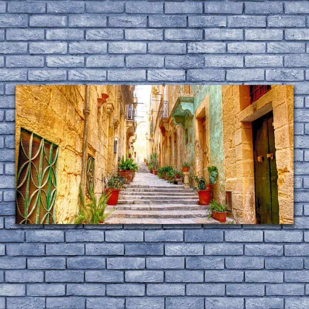 akrylový obraz Staré Město Cesta Domy 120x60 cm