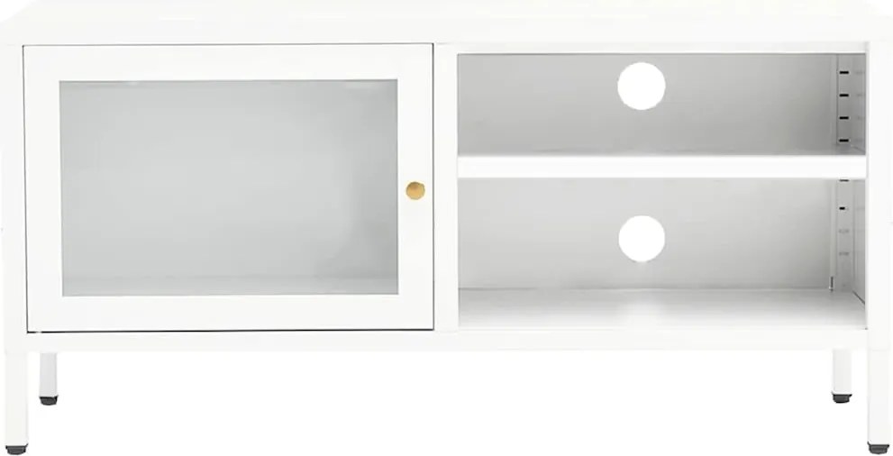 TV stolek bílý 90 x 30 x 44 cm ocel a sklo 336056